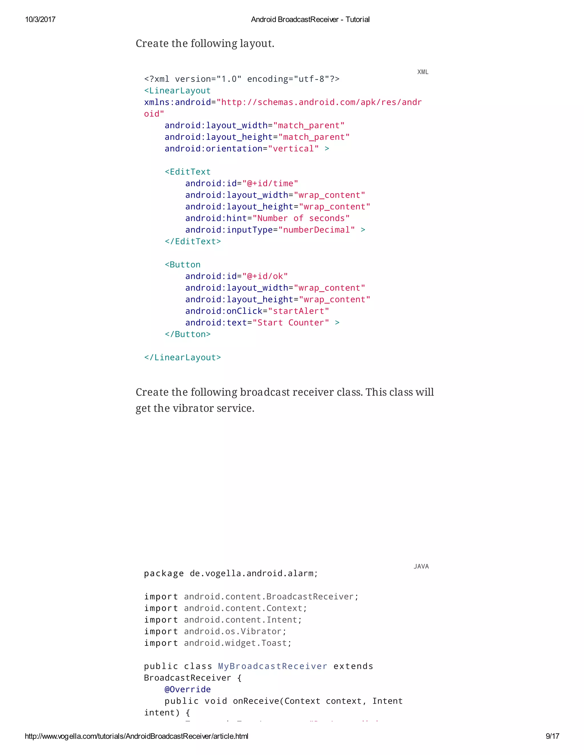 Android broadcast receiver tutorial | PDF