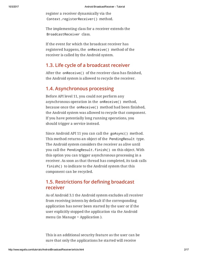 Android broadcast receiver tutorial | PDF