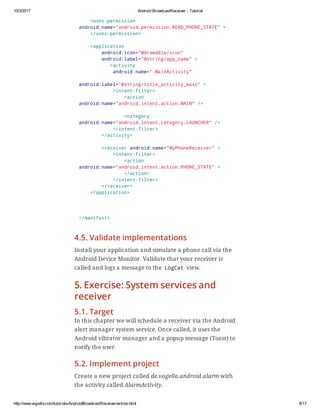 Android broadcast receiver tutorial | PDF | Operating Systems | Computer Software and Applications