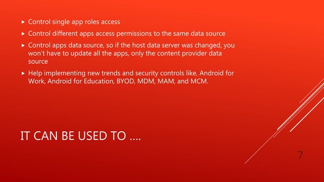 Android content provider explained | PPTX | Operating Systems | Computer Software and Applications
