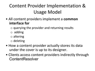 Custom content provider in android | PPTX | Databases | Computer Software and Applications