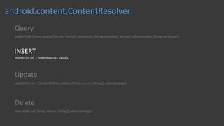 Android content providers | PPTX | Web Development | Internet