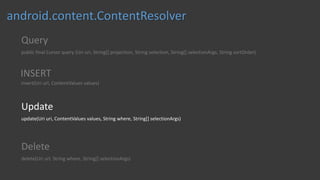 Android content providers | PPTX | Web Development | Internet