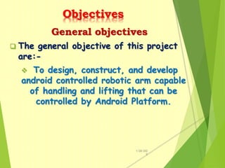 Android controlled 5 dof robotic arm | PPT