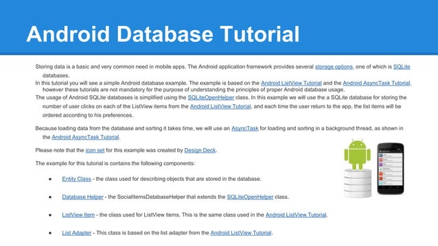Android Database Tutorial | PPT