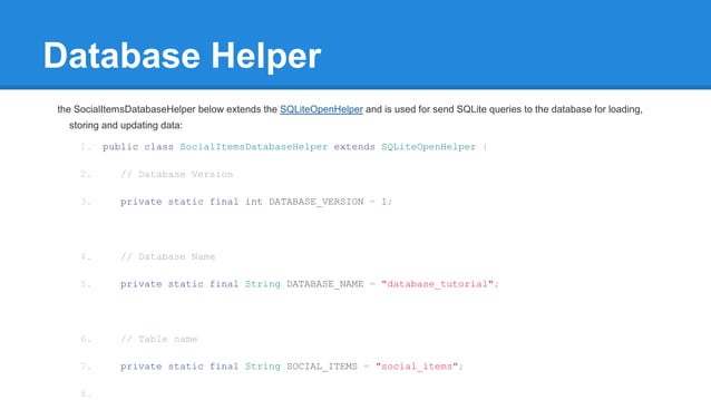 Android Database Tutorial | PPT