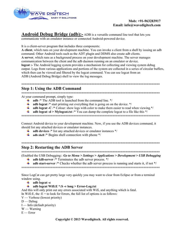 Android debug bridge | PDF