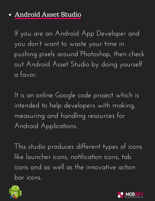 Useful android developer tools to get associated with | PDF