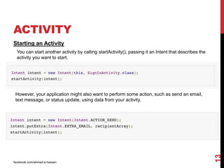 Android development session 2 - intent and activity | PPT