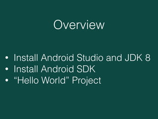 Android Studio Setup Guide on Mac OS X 10.11` | PPT