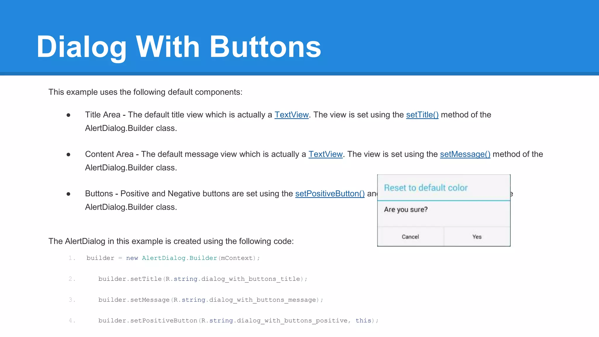 Android Dialogs Tutorial | PPT Android Dialogs Tutorial | PPT