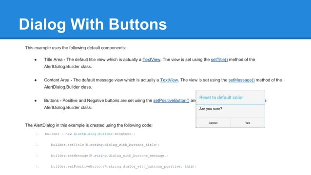 Android Dialogs Tutorial | PPTX