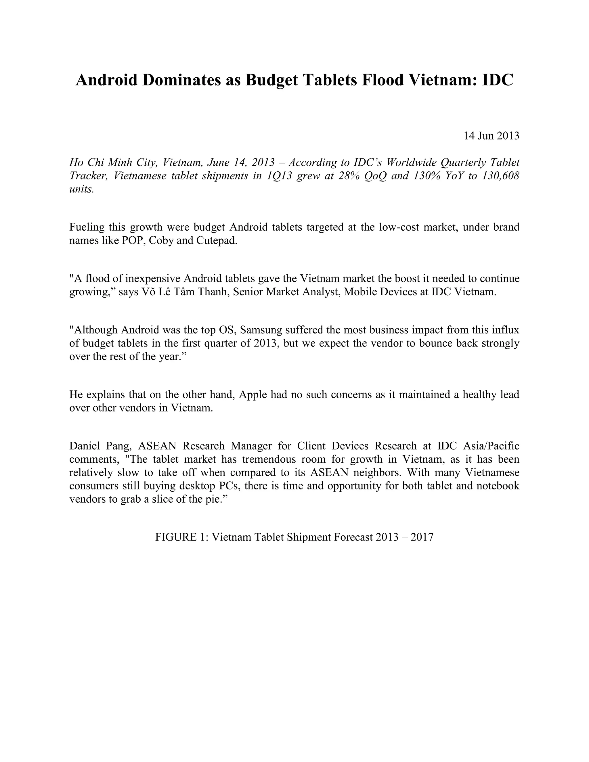 Android Dominates as Budget Tablets Flood Vietnam | DOCX