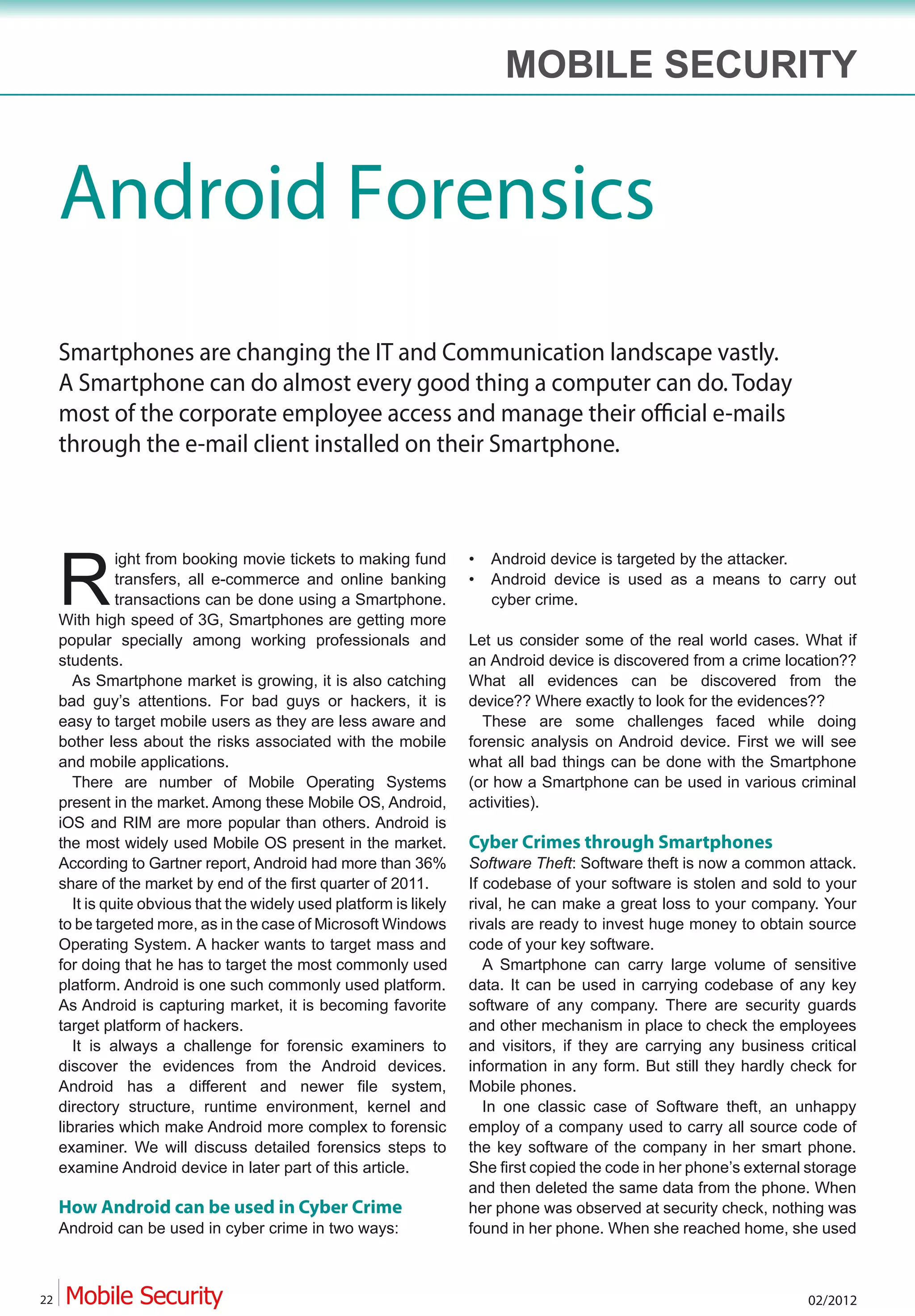 Android forensics | PDF | Operating Systems | Computer Software and Applications