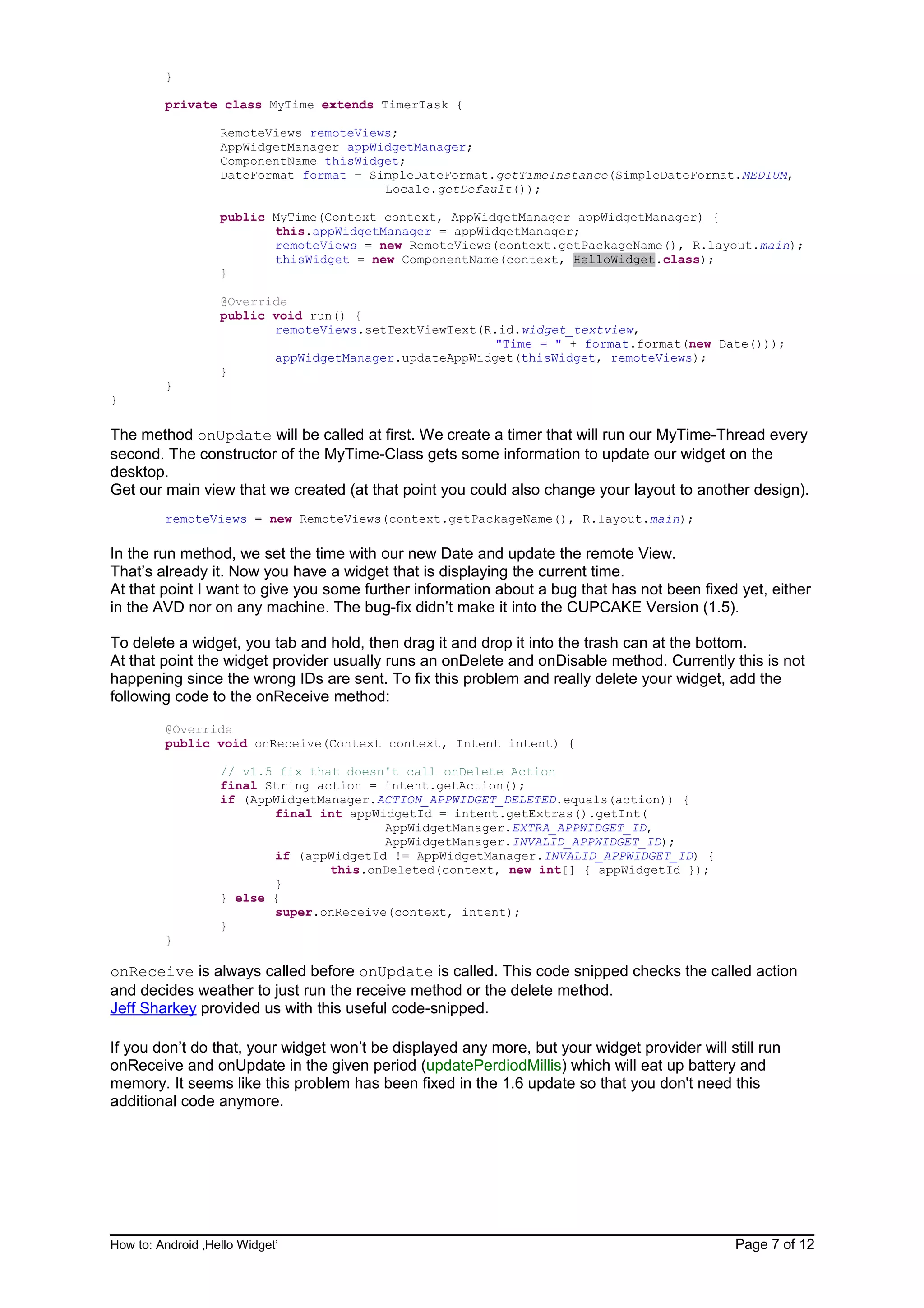Android how to hellowidget | PDF