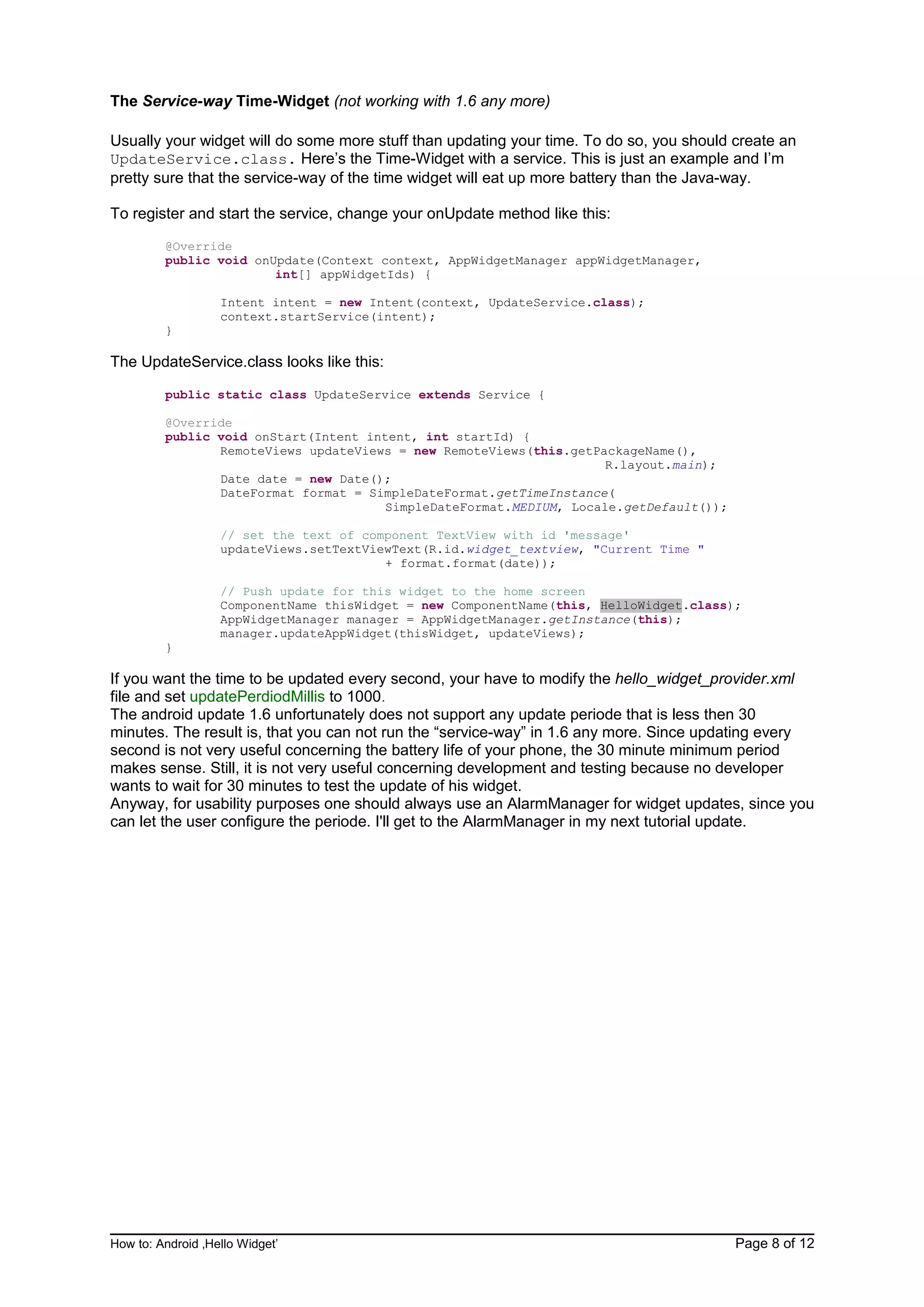 Android how to hellowidget | PDF