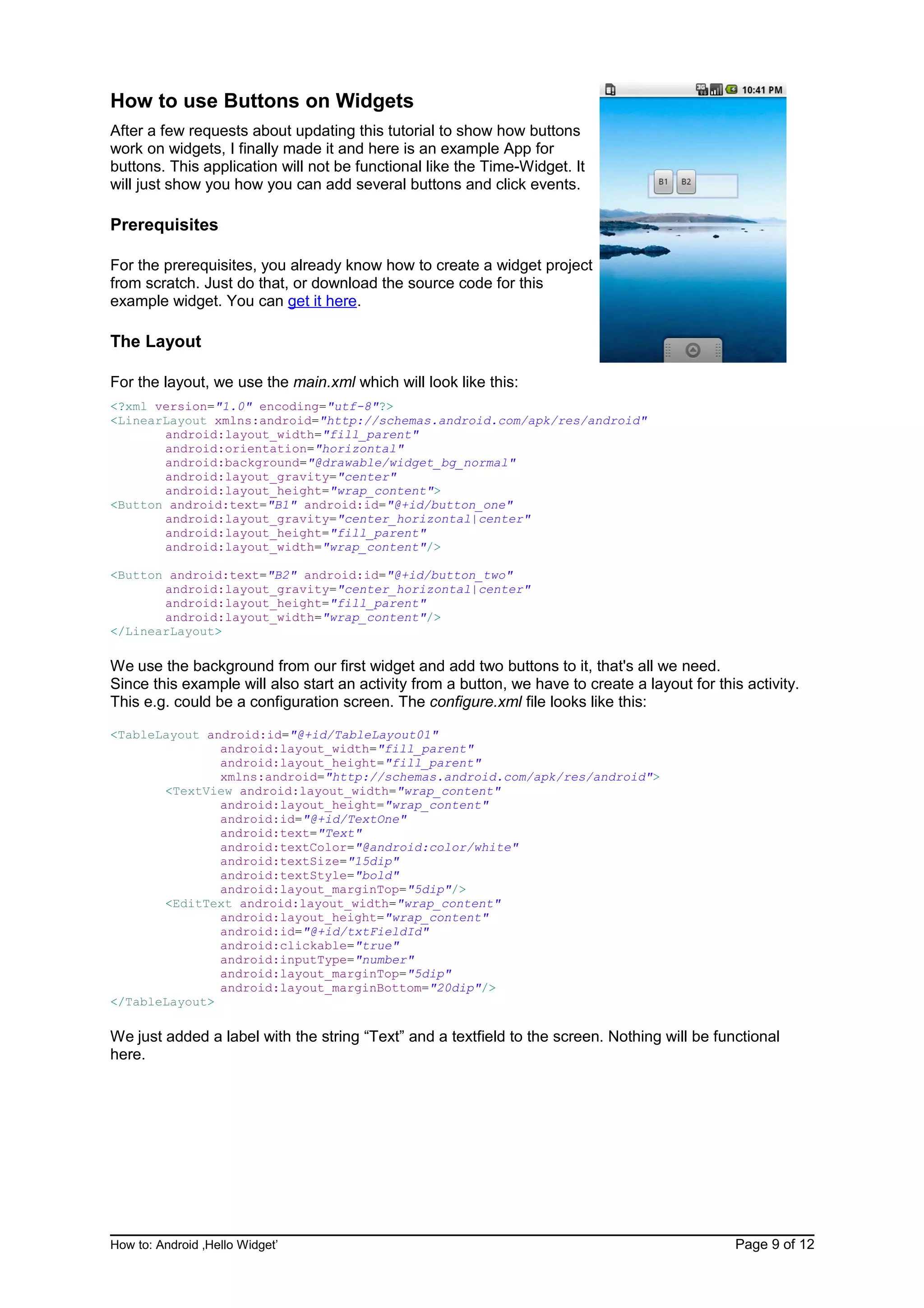 Android how to hellowidget | PDF