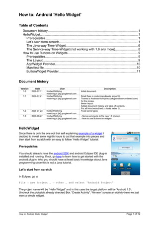 Android how to hellowidget | PDF