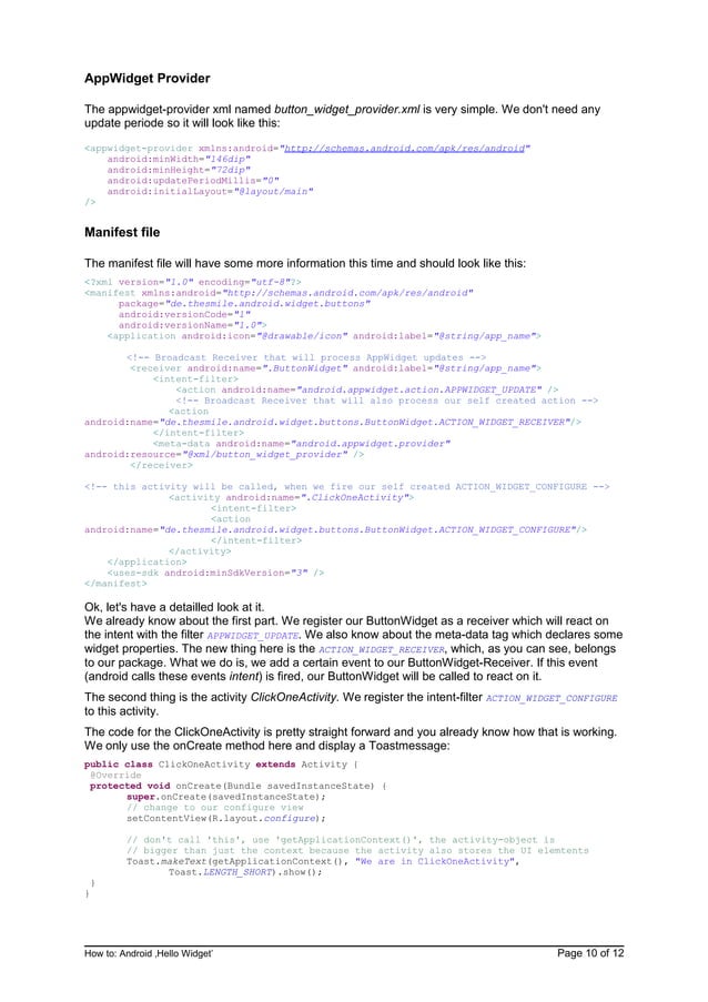 Android how to hellowidget | PDF