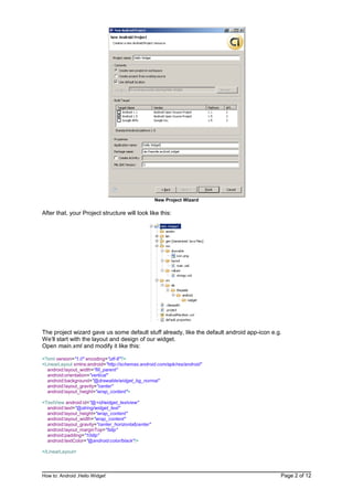 Android how to hellowidget | PDF