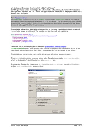 Android how to hellowidget | PDF