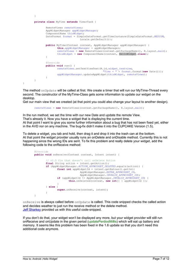 Android how to hellowidget | PDF