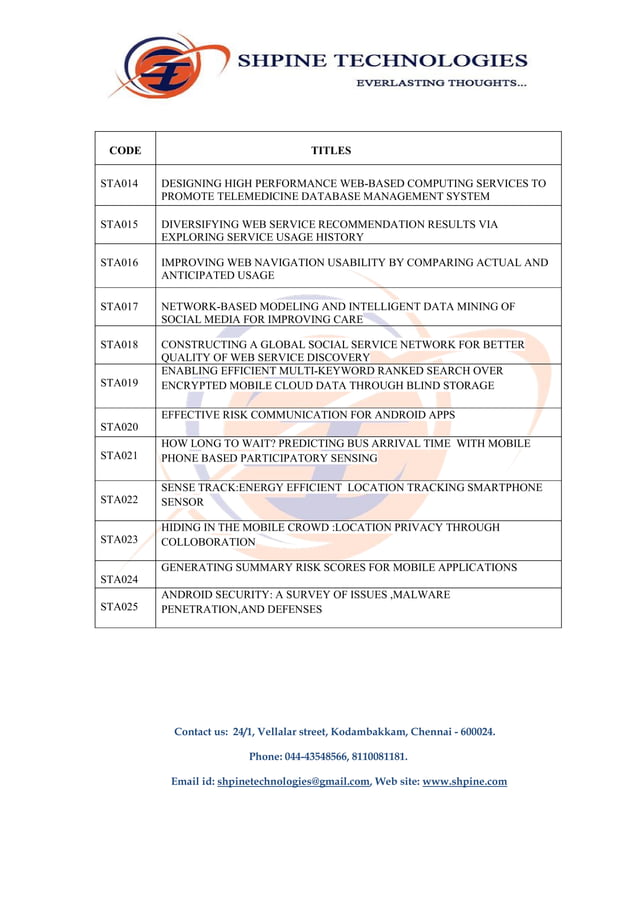 Android ieee project titles 2015 2016 | PDF