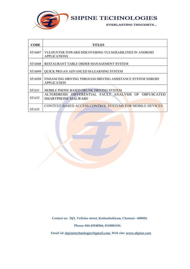 Android ieee project titles 2015 2016 | PDF