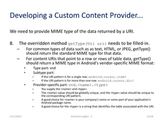 Android Insights - 3 [Content Providers] | PPTX