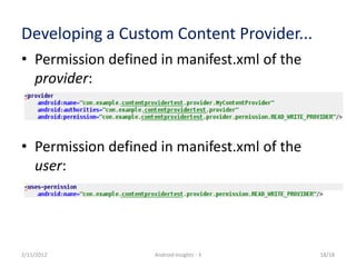 Android Insights - 3 [Content Providers] | PPT