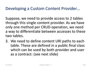 Android Insights - 3 [Content Providers] | PPTX