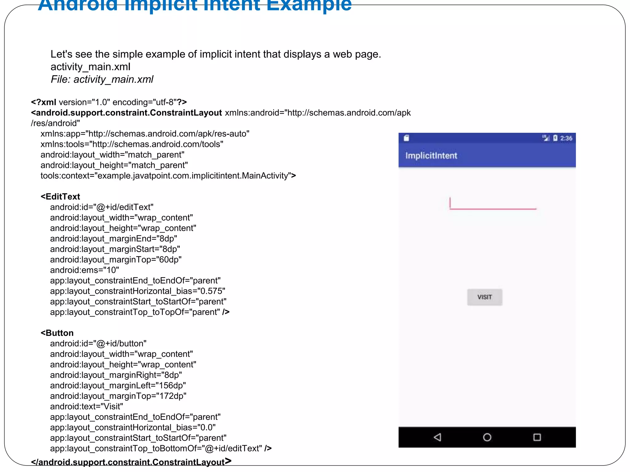 Android Intent.pptx | Operating Systems | Computer Software and Applications
