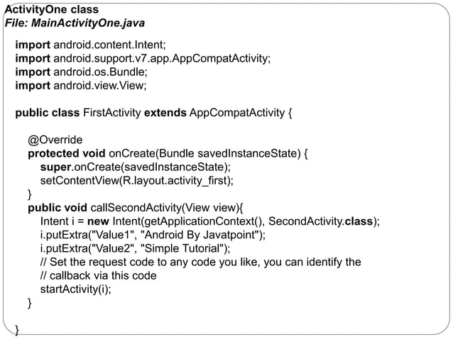 Android Intent.pptx | Operating Systems | Computer Software and Applications