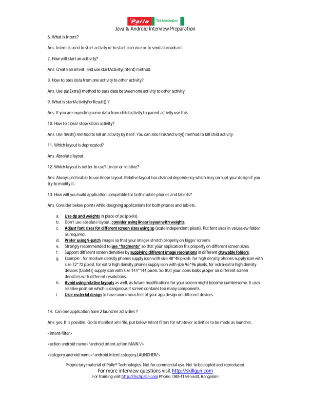 Android interview questions | PDF