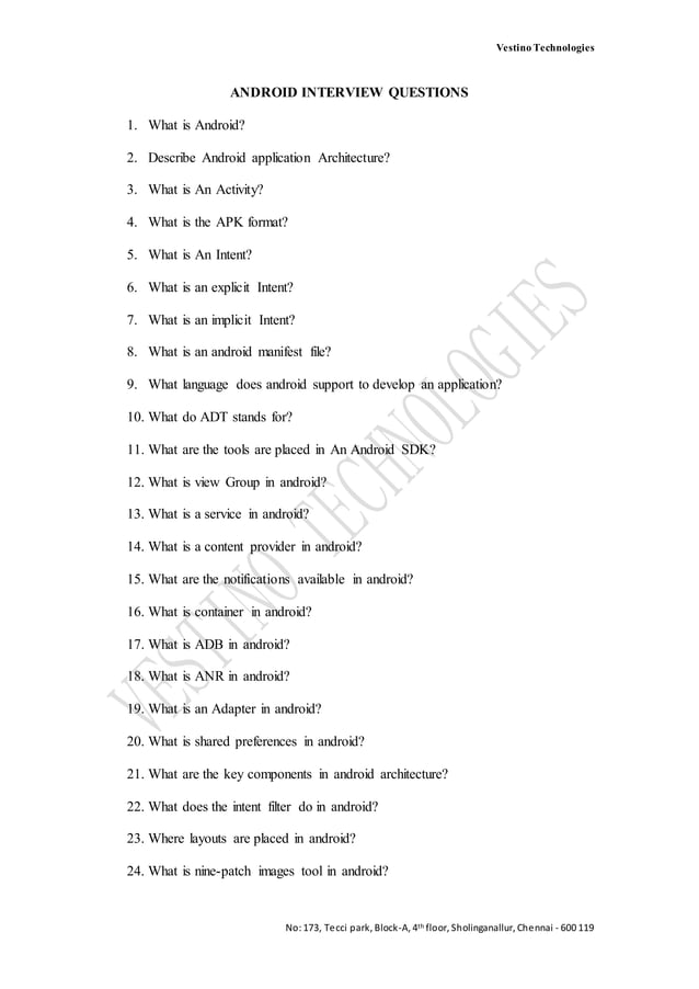 Android interview questions | DOCX