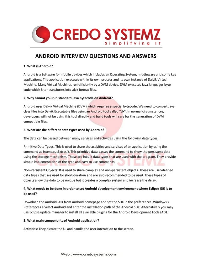 Android interview questions and answers | PDF
