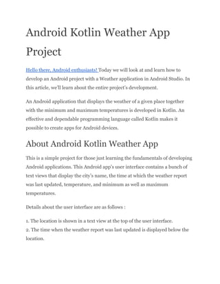 Android Kotlin Weather App Project.pdf | Programming Languages | Computing