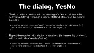 Android Lab Test : Creating a dialog Yes/No (english) | PPTX ...