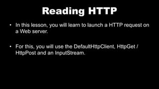 Android Lab Test : Using the network with HTTP (english) | PPTX