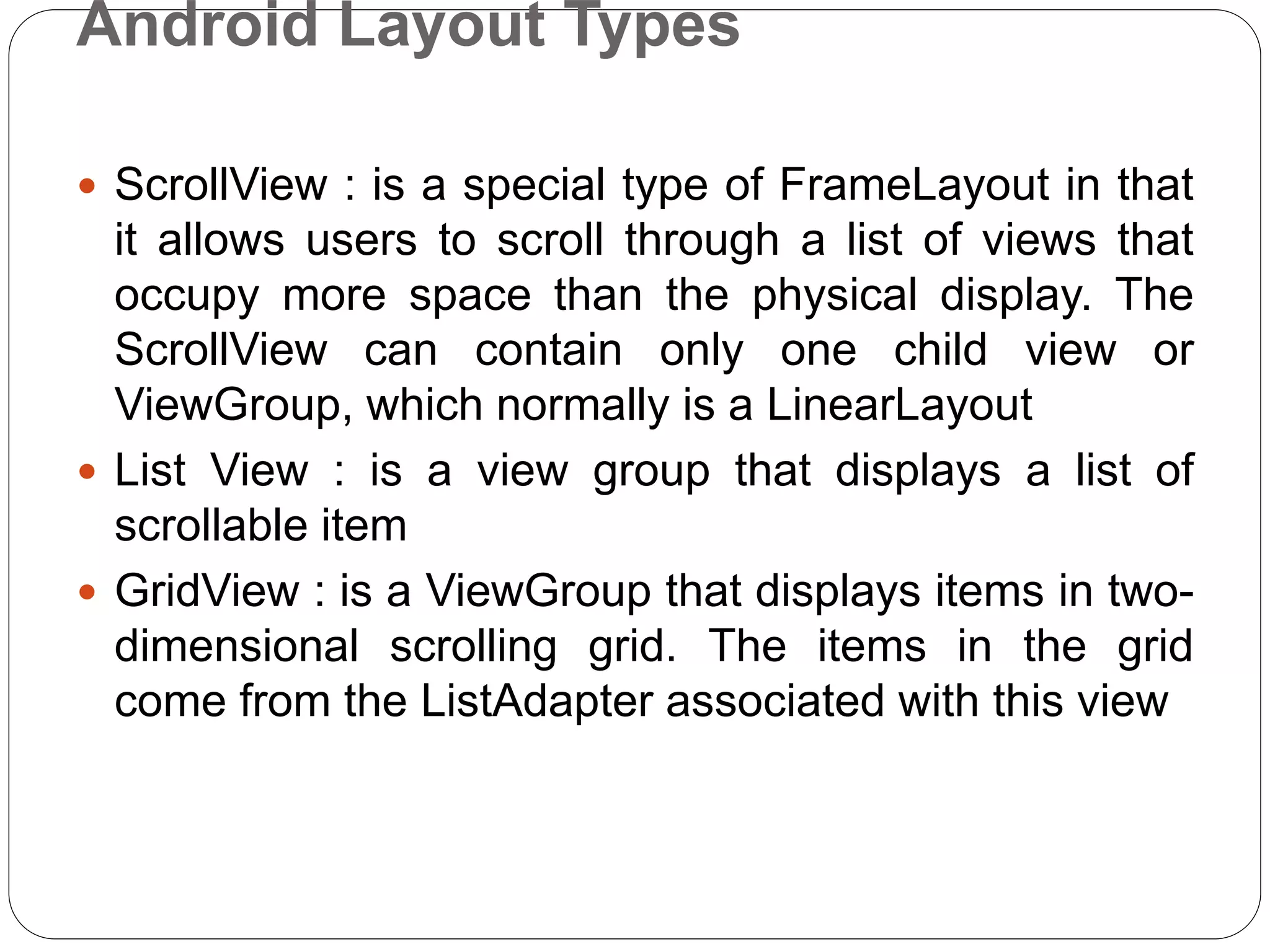 Android Layout.pptx | Operating Systems | Computer Software and Applications
