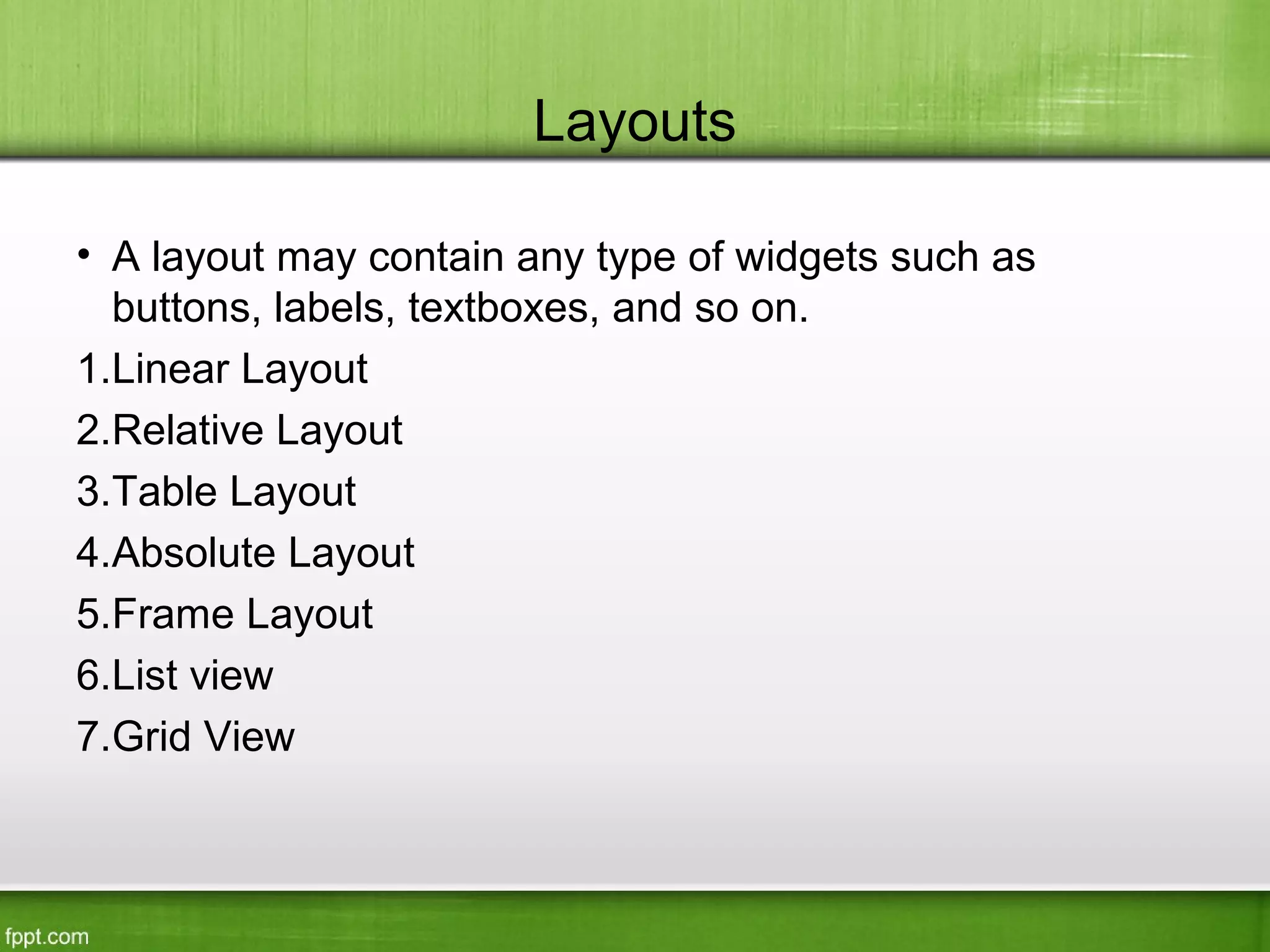 Android layouts | PPT