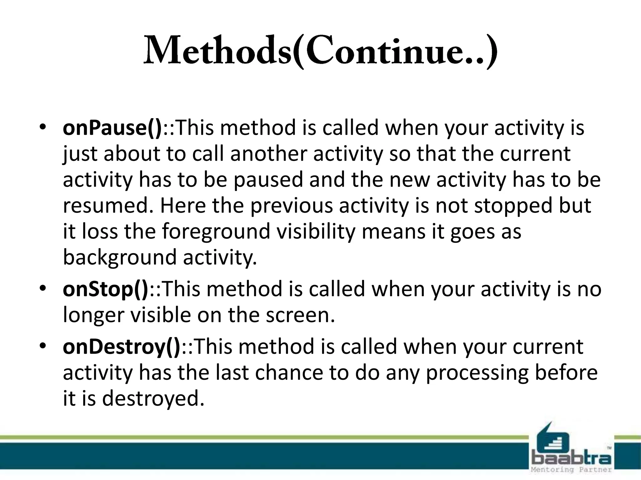 Android lifecycle | PPTX