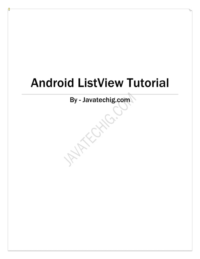 Android list view tutorial by Javatechig | PDF