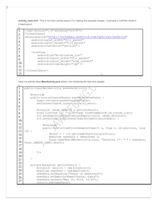 Android list view tutorial by Javatechig | PDF