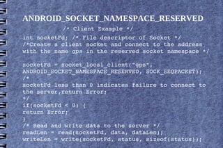 Android local sockets in native code | PPT