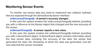 Android location and sensors API | PPTX | Operating Systems | Computer Software and Applications