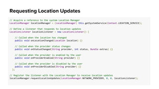 Android location and sensors API | PPTX | Operating Systems | Computer ...