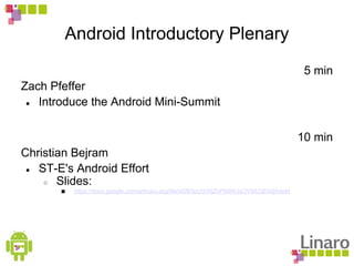 LCE12: Android Mini Summit (overview) | PPT