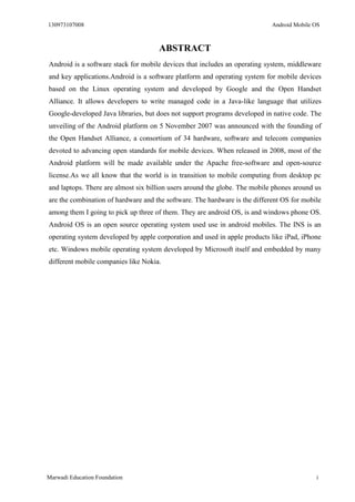 Android mobile os final | PDF