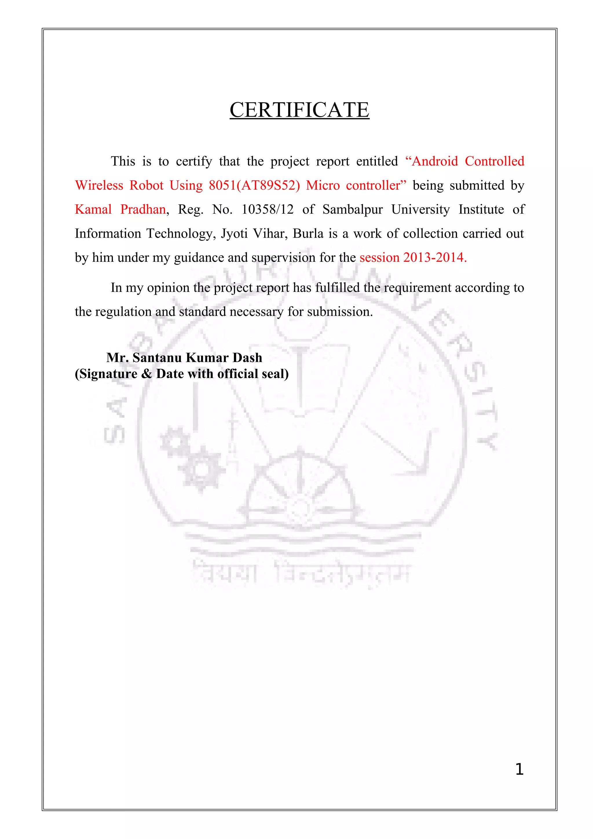 Android Operated Wireless Robot Using 8051 MCU | PDF
